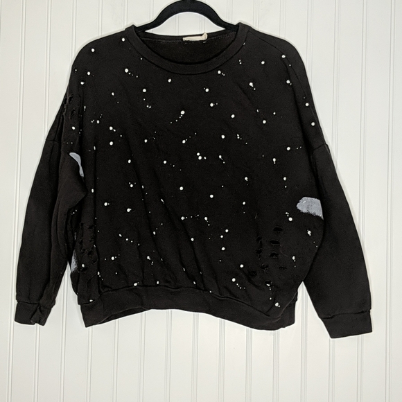 Chloe & Katie | Tops | Chloe Katie Distressed Paint Splatter Sweatshirt ...